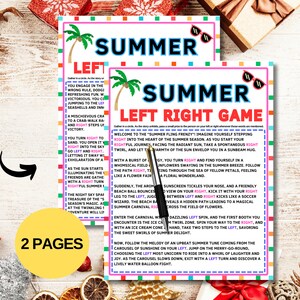 Summer Left Right Story Game|summer Family Reunion Printable|gift ...