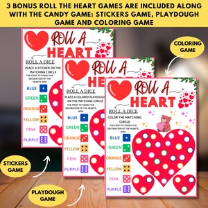 Roll A Heart Christmas Candy Game|roll A Heart Dice Printable Game(kids ...