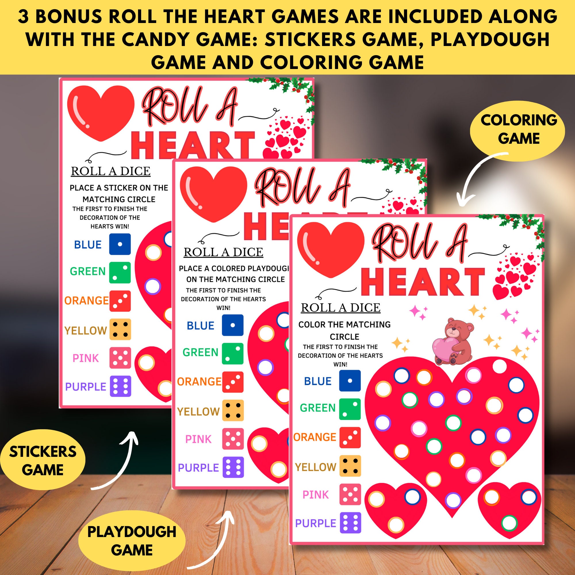 Roll A Heart Christmas Candy Gameroll A Heart Dice Printable Gamekids ...