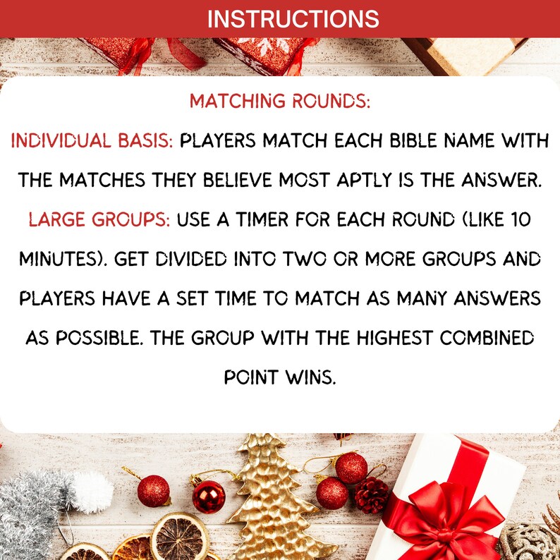 Bible Couples Match Trivia Game|christmas Party Activity|church Women ...
