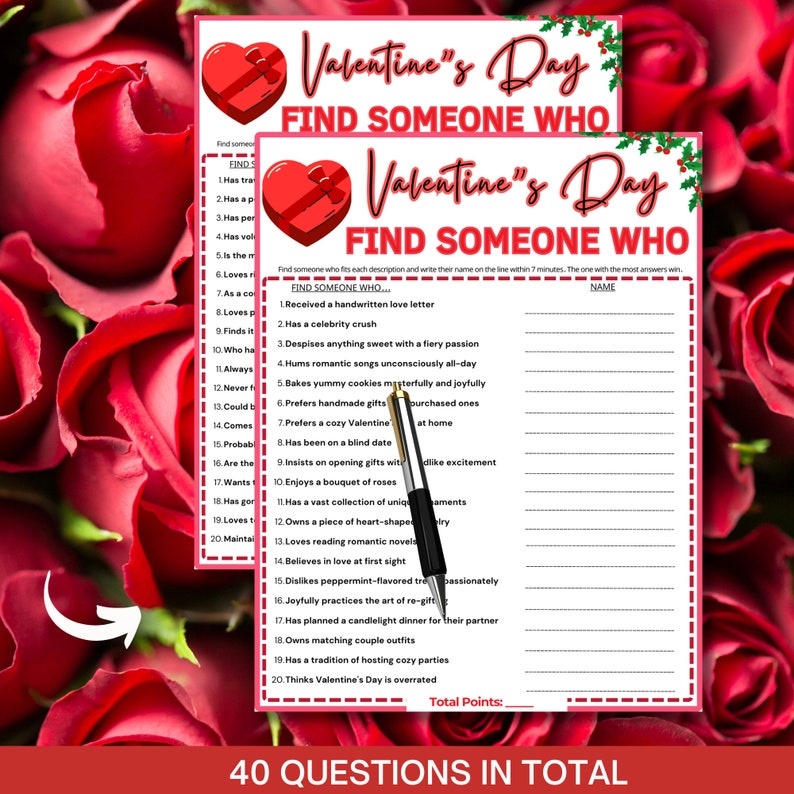 Valentines Find Someone Who Game|valentines Day Party Printable ...