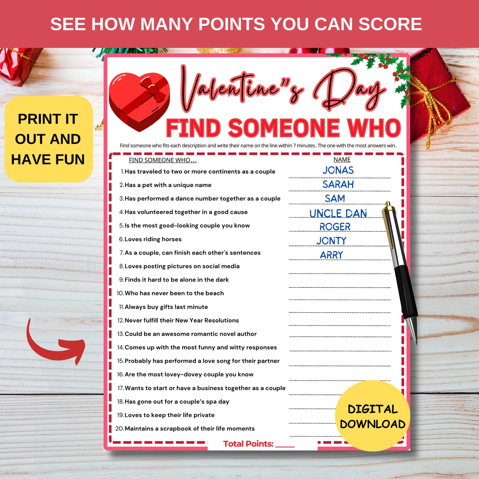 Valentines Find Someone Who Game|valentines Day Party Printable ...