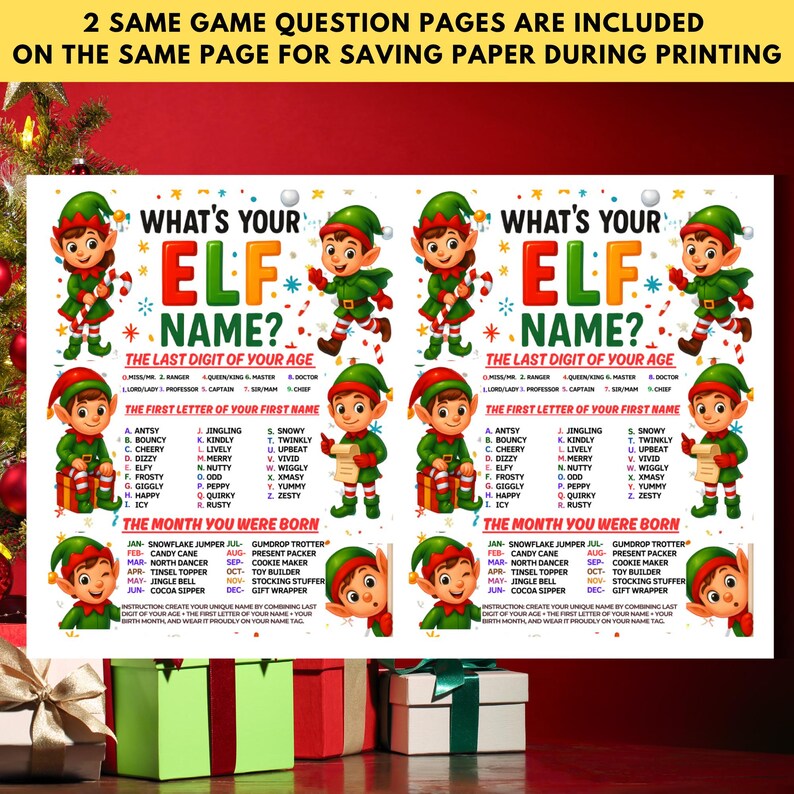 What's Your Elf Name Game With Name Tags & Sign,elf Name Generator ...
