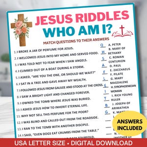 Jesus Who Am I Riddle Game|christmas Bible Study Party Activity|church ...