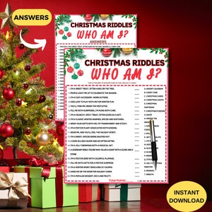 Christmas Riddles Who Am I Game for Kids & Adult|christmas Party ...
