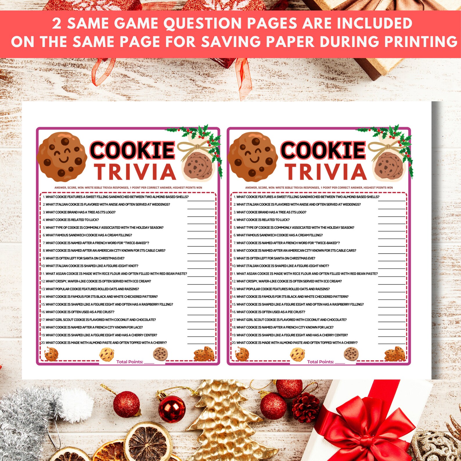 Cookie Trivia Game|dessert Printable Trivia|cookie Themed Food Trivia ...
