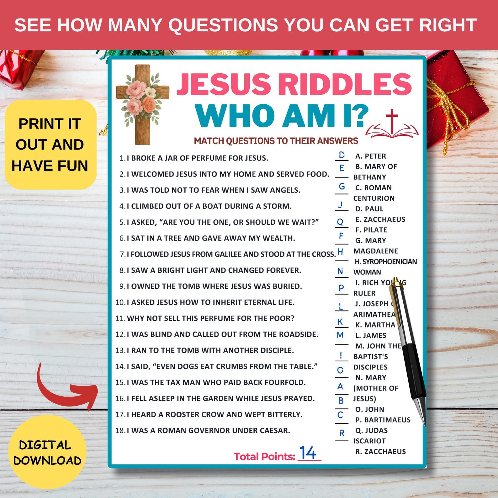 Jesus Who Am I Riddle Game|christmas Bible Study Party Activity|church ...
