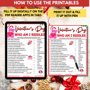 Who Am I Riddle Valentine's Day Game| Valentine's Day Party Printable ...