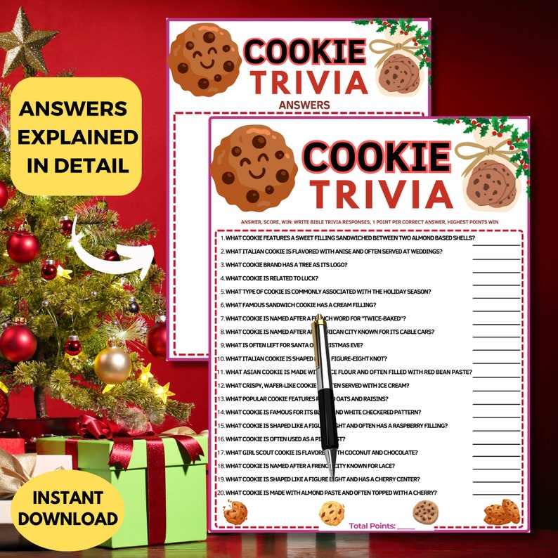Cookie Trivia Game|dessert Printable Trivia|cookie Themed Food Trivia ...