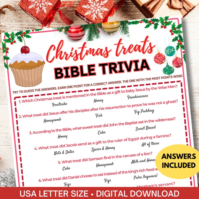Christmas Treat Bible Trivia Game|bible Printable Game for Kids & Adult ...