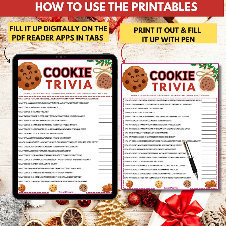 Cookie Trivia Game|dessert Printable Trivia|cookie Themed Food Trivia ...