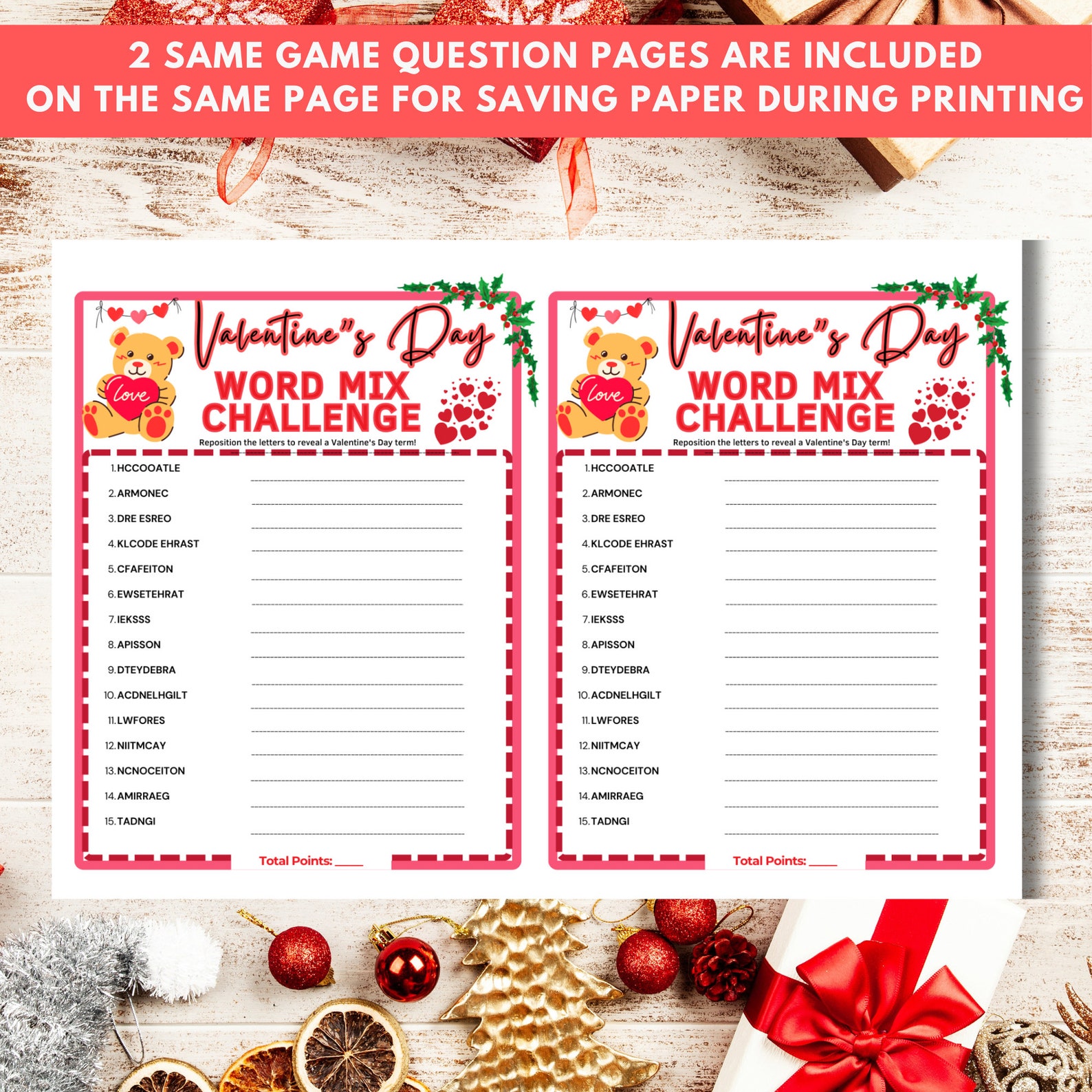 Valentine's Day Word Mix Game|valentine Party Printable Trivia(kids ...