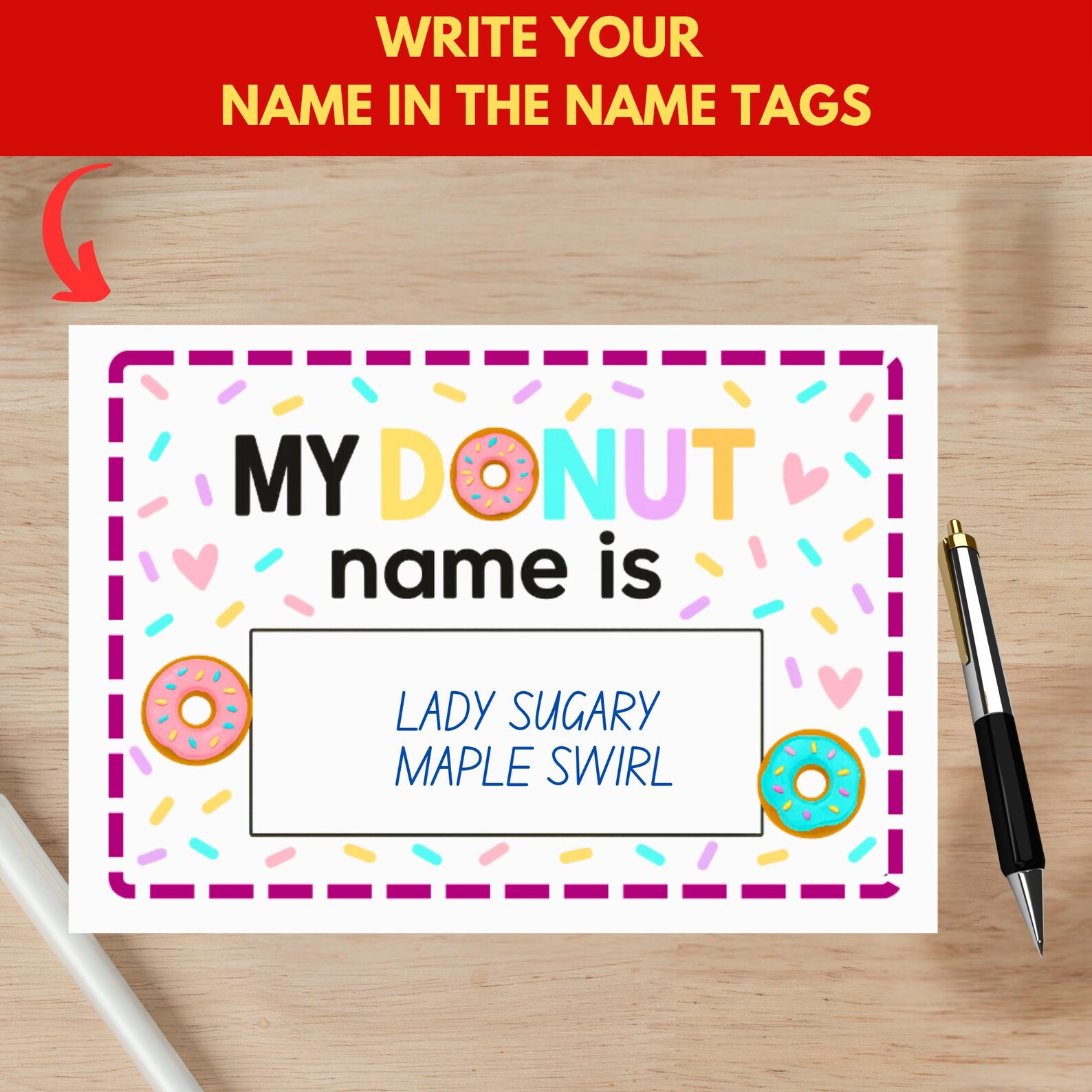 What's Your Donut Name Game With Nametags & Sign,fun Birthday Party ...