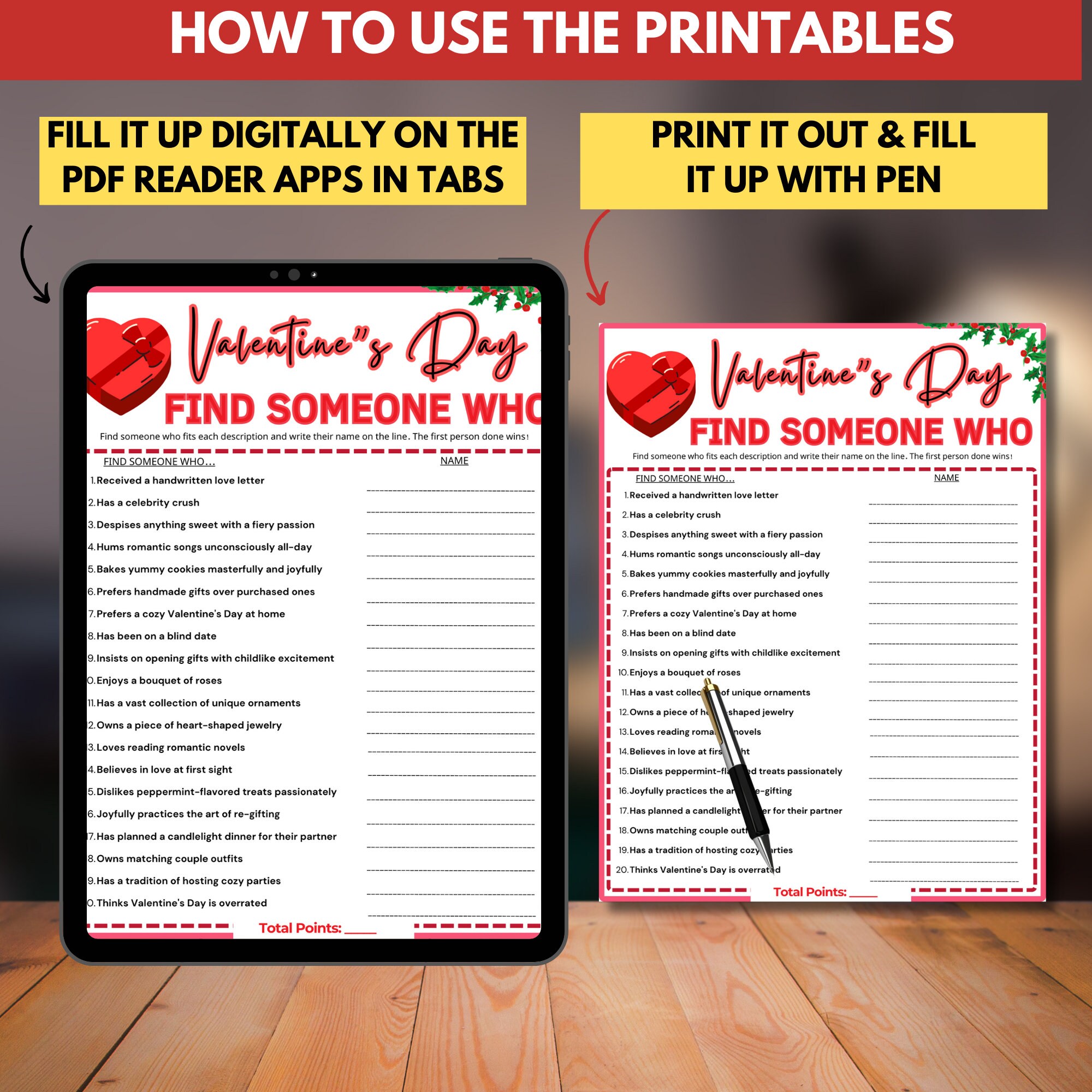 Valentines Find Someone Who Game|valentines Day Party Printable ...