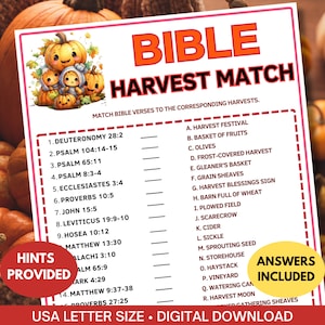 Harvest Bible Verse Match Game|harvest Fall Party Games for Kids ...