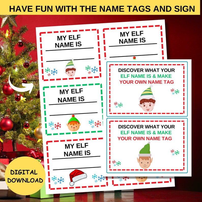 What's Your Elf Name Game With Name Tags & Sign|elf Name Generator ...