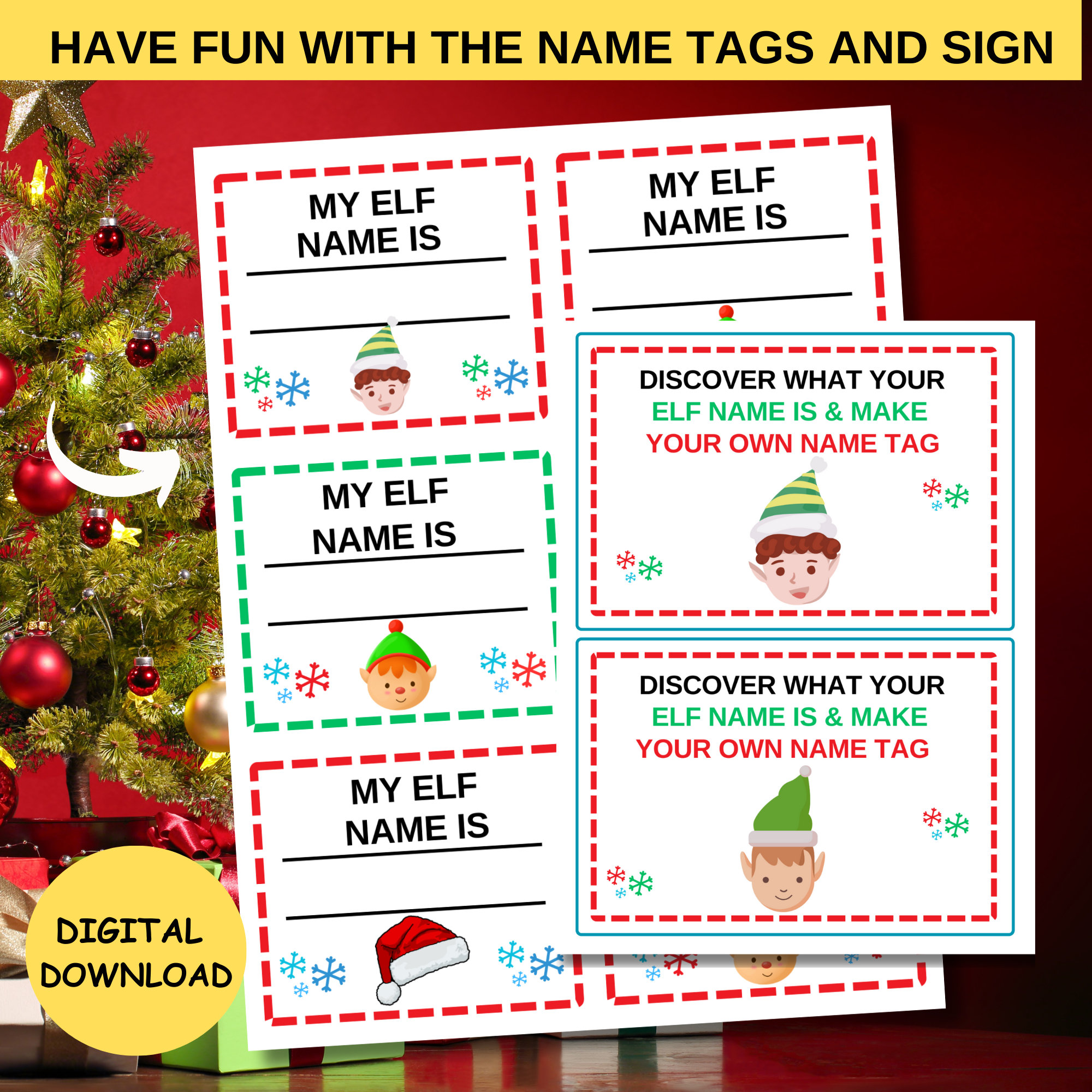 What's Your Elf Name Game With Name Tags & Sign|elf Name Generator ...