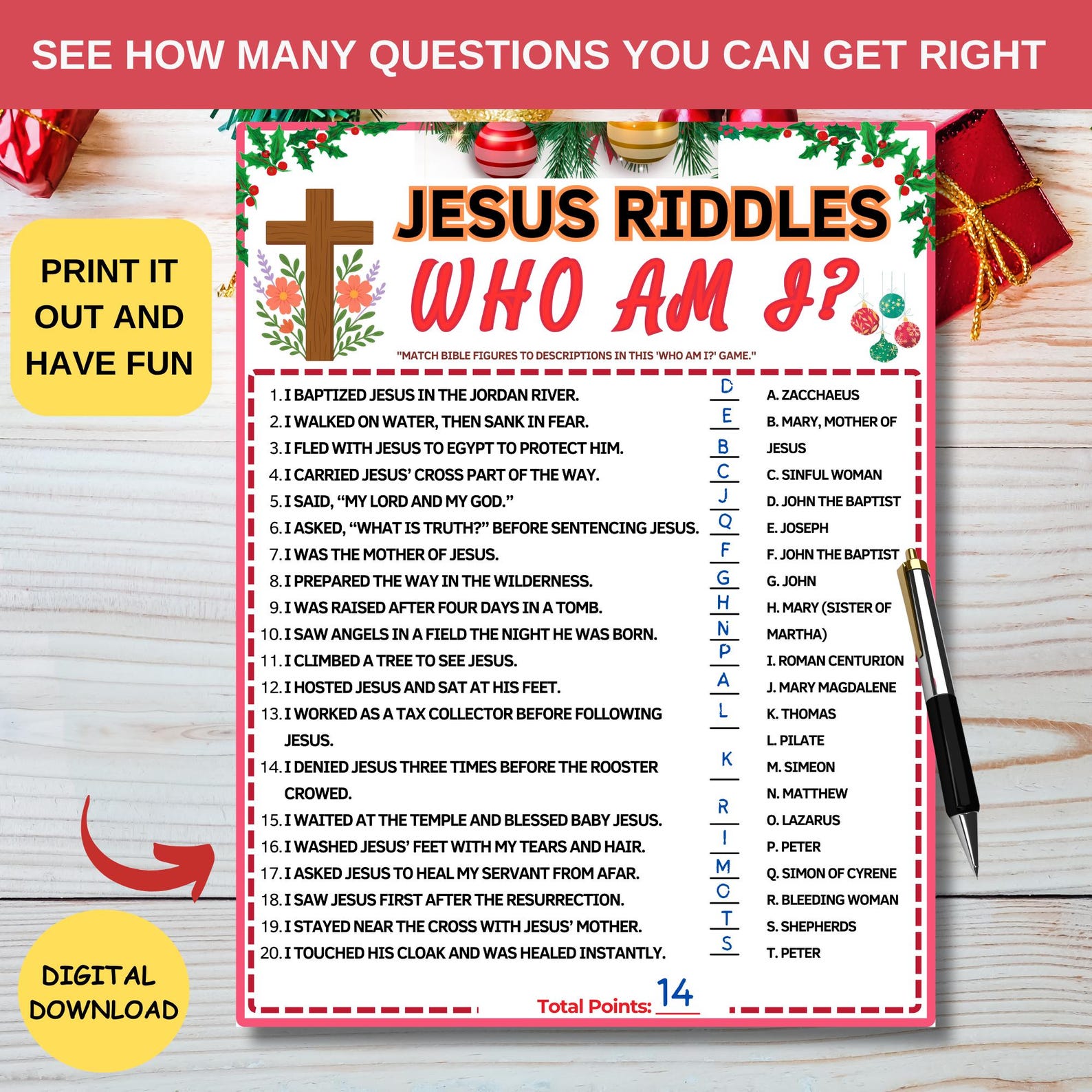 Jesus Who Am I Riddle Game|christmas Bible Study Party Activity|church ...