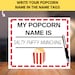 What's Your Popcorn Name Game With Name Tags & Sign|birthday Party ...