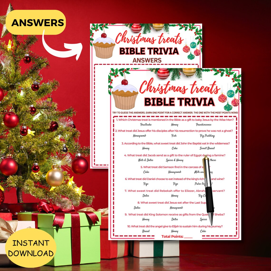 Christmas Treat Bible Trivia Game|bible Printable Game for Kids & Adult ...