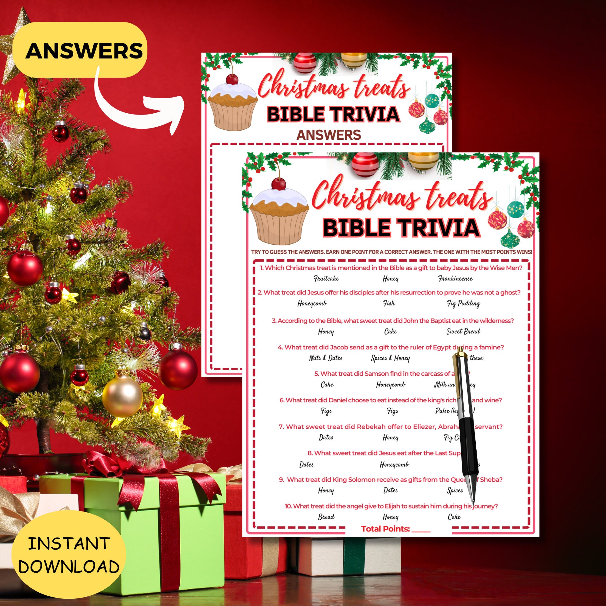 Christmas Treat Bible Trivia Game|bible Printable Game for Kids & Adult ...