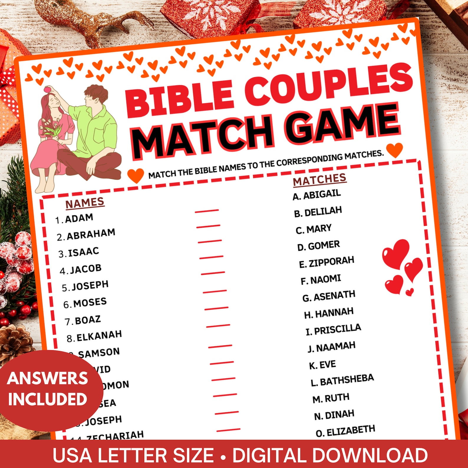 Bible Couples Match Trivia Game|christmas Party Activity|church Women ...