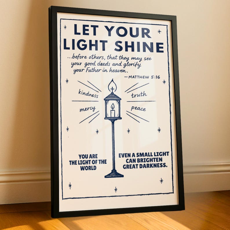 Let Your Light Shine Aesthetic Christian Wall Art,matthew 5:16 Bible ...