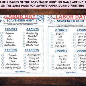 Labor Day Scavenger Hunt Game,american Printable Patriotic Game,fun ...