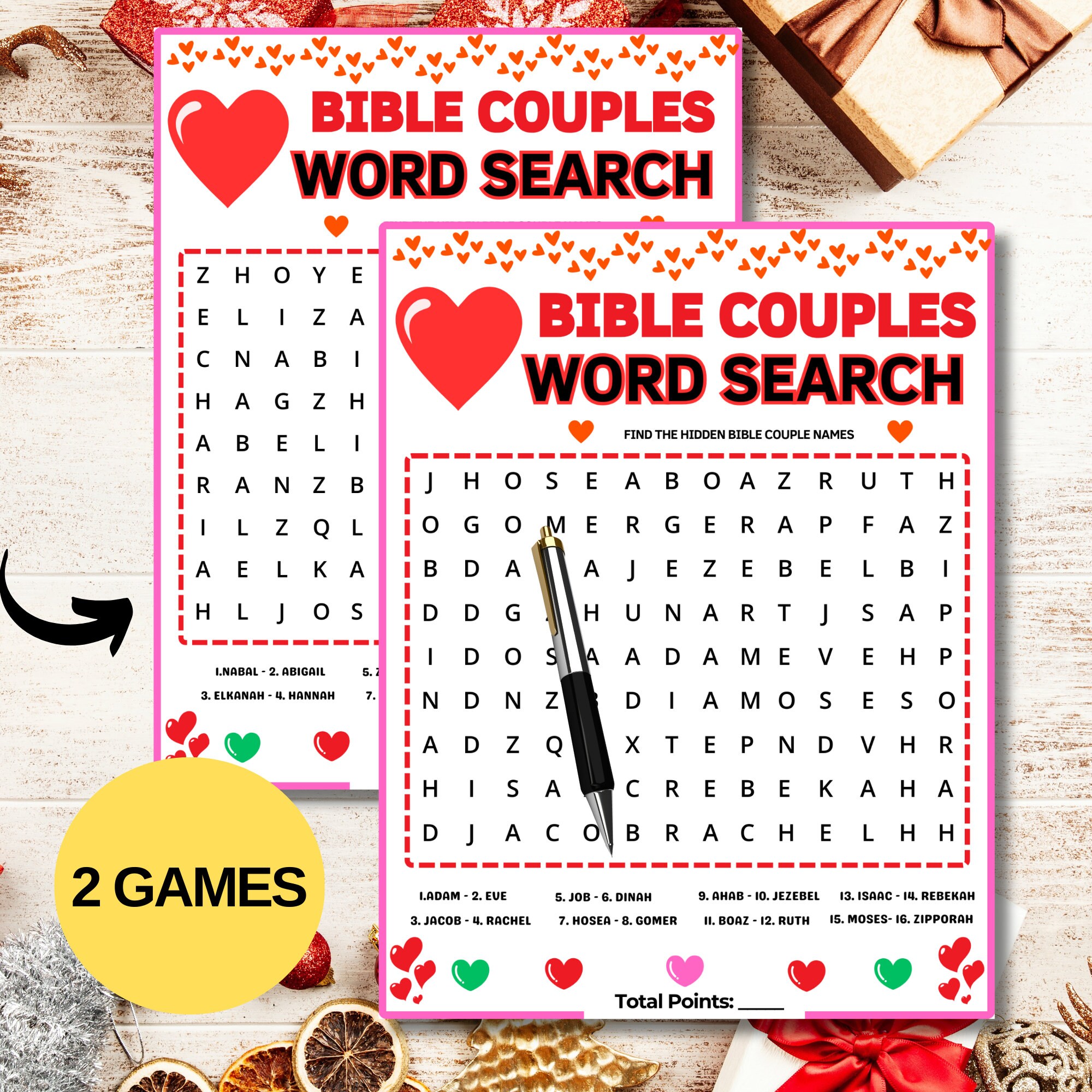 Bible Couples Word Search Printable|valentine's Day Party Game|sunday ...