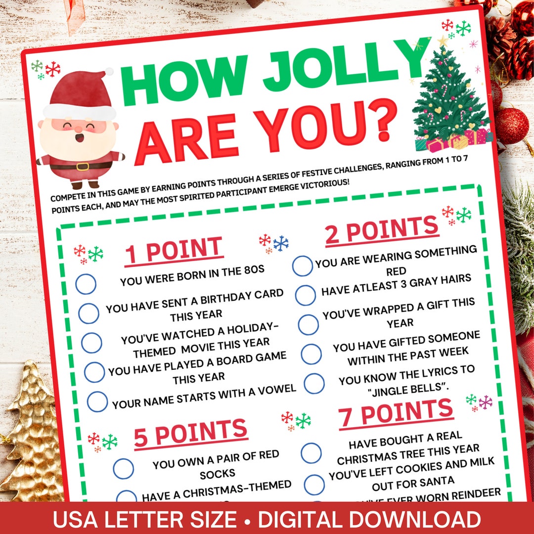 Christmas Party Game|how Jolly Are You?|holiday Party Family Printable ...