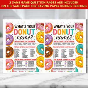 What's Your Donut Name Game With Nametags & Sign,fun Birthday Party ...