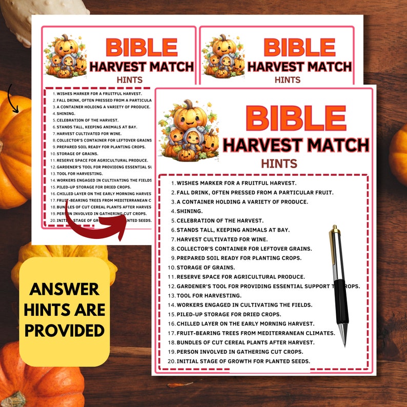 Harvest Bible Verse Match Game|harvest Fall Party Games for Kids ...