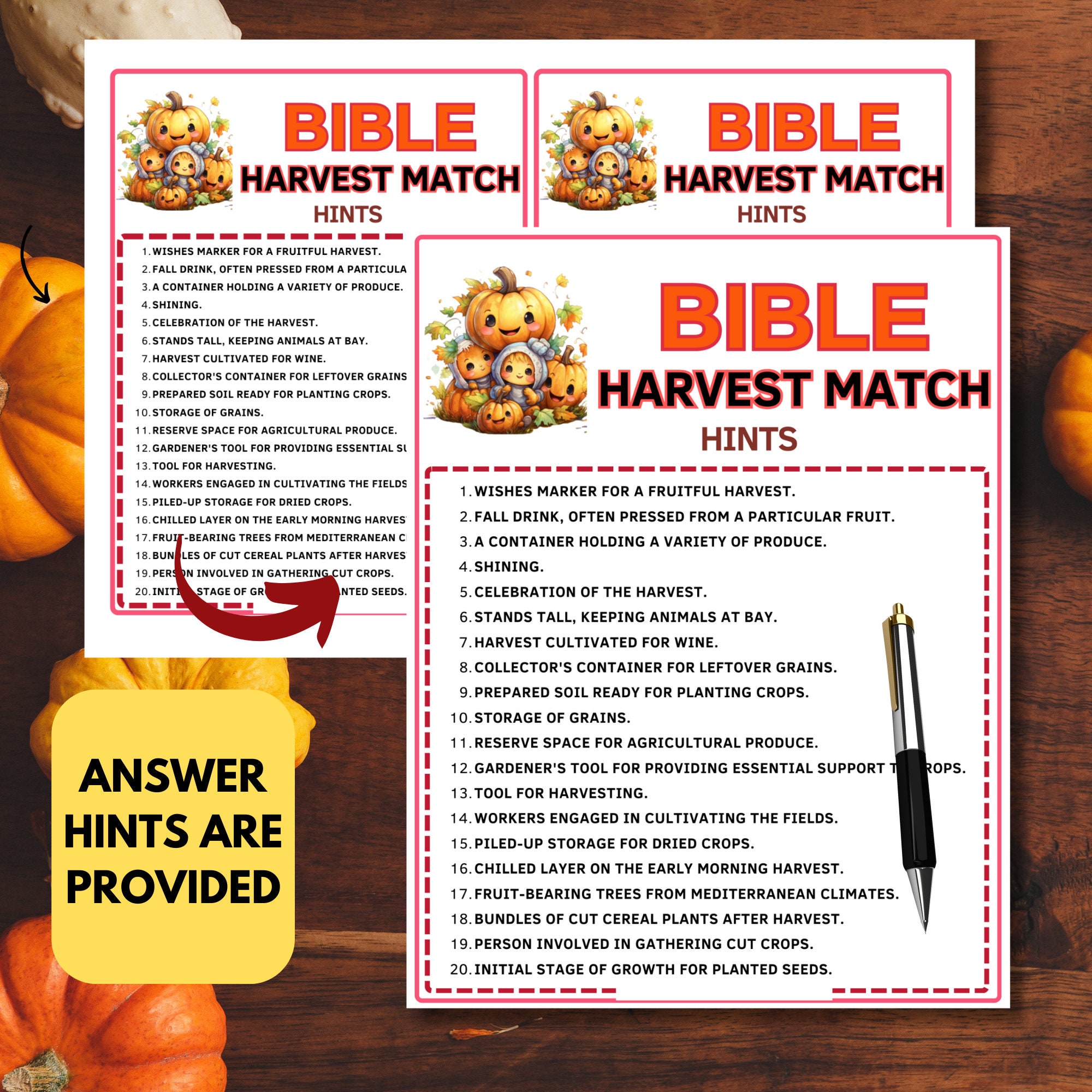Harvest Bible Verse Match Game|harvest Fall Party Games for Kids ...