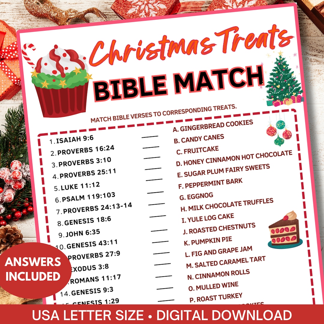 Christmas Treat Bible Match Game|bible Printable Games for Kids & Adult ...