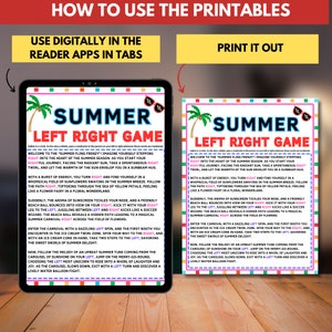 Summer Left Right Story Game|summer Family Reunion Printable|gift ...