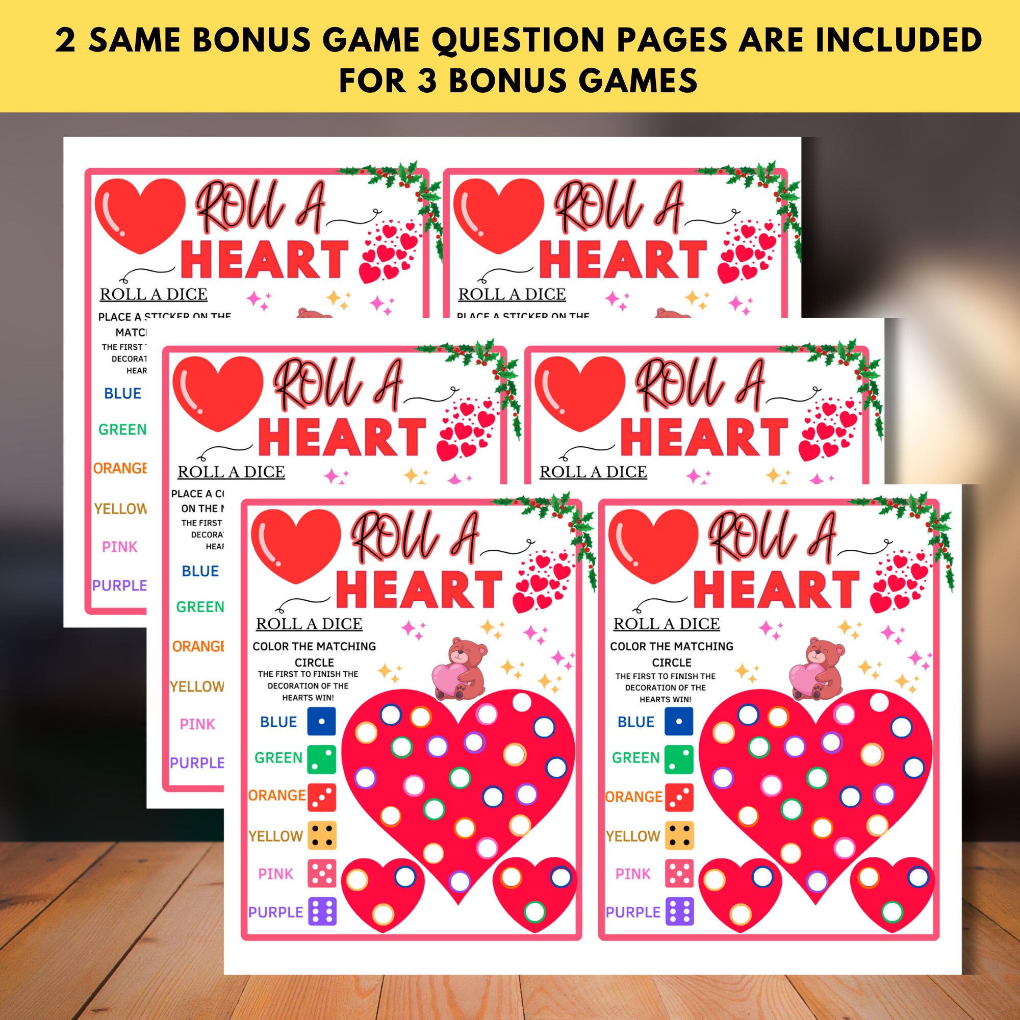 Roll A Heart Christmas Candy Game|roll A Heart Dice Printable Game(kids ...