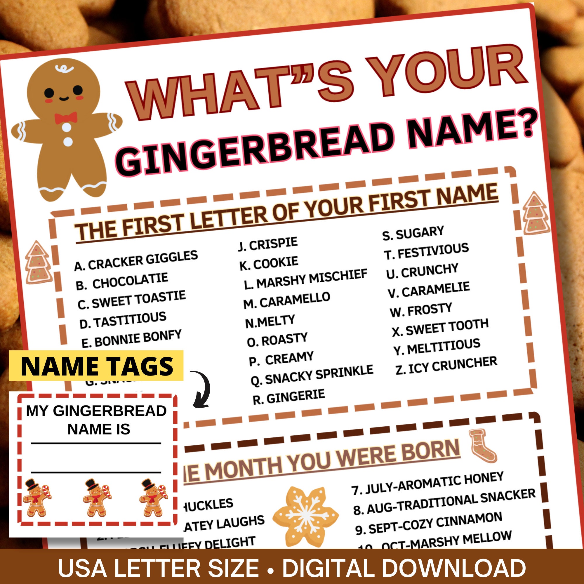 What's Your Gingerbread Name Game With Nametag & Sign|gingerbread ...