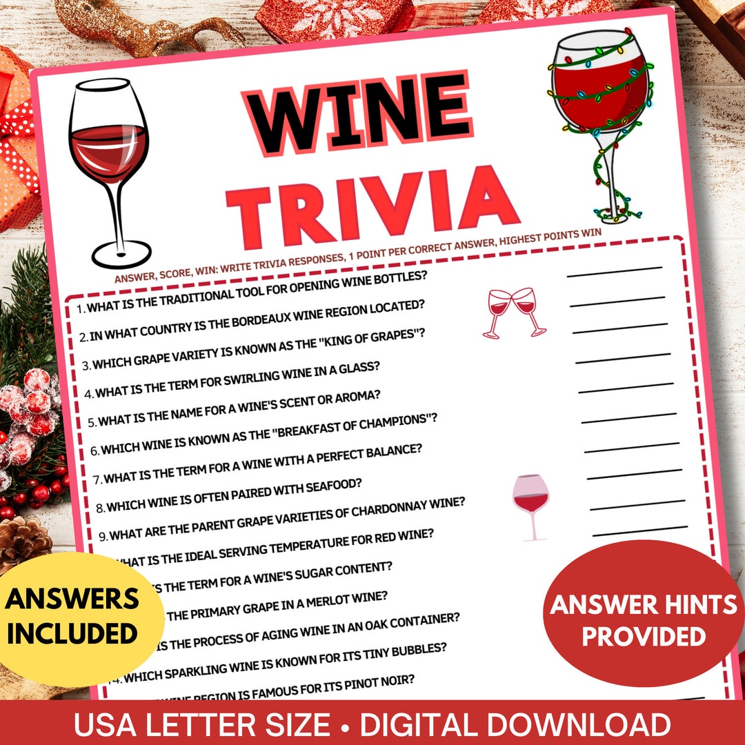 Wine Trivia Party Game|fun Wine-themed Printable Trivia |girls Night ...