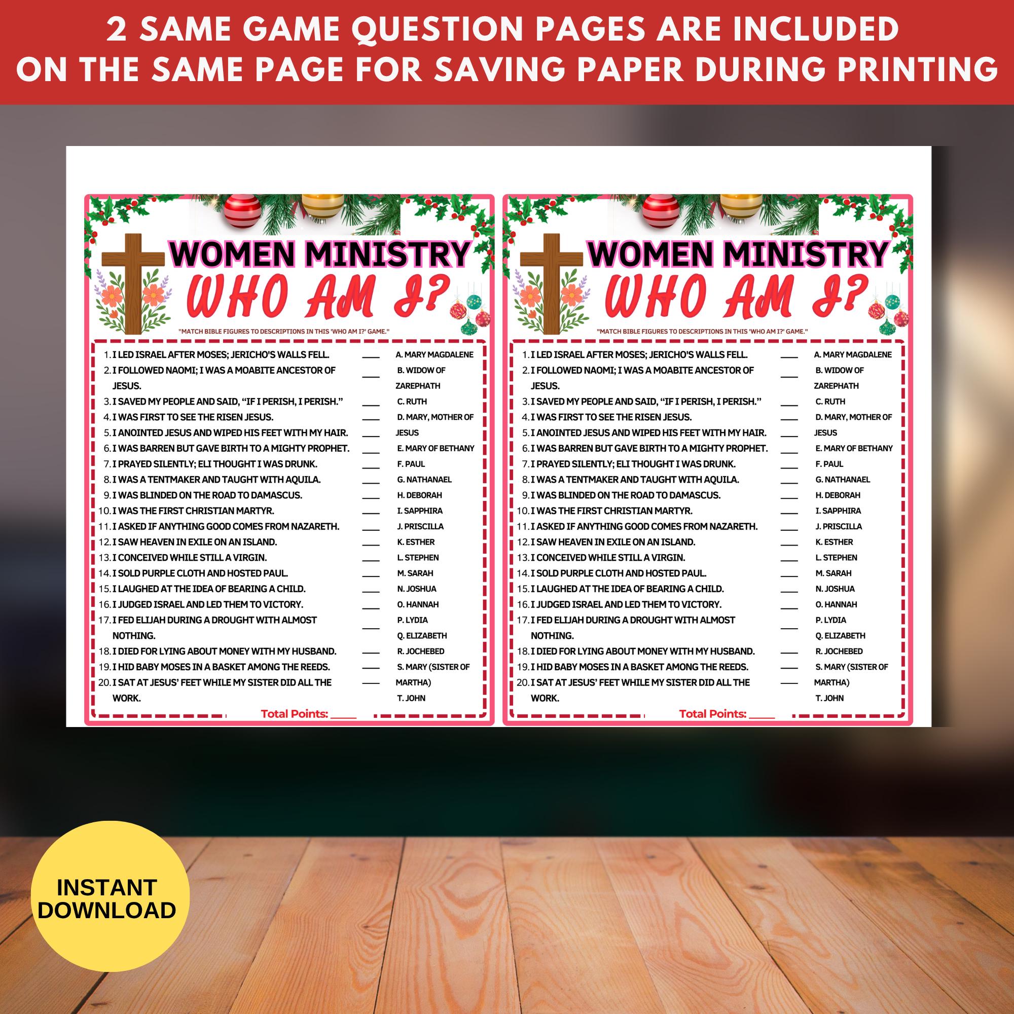 Bible Who Am I Riddle Game|christmas Bible Study Party Activity|church ...