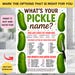 What's Your Pickle Name Game With Nametags & Sign,pickle Birthday Party ...