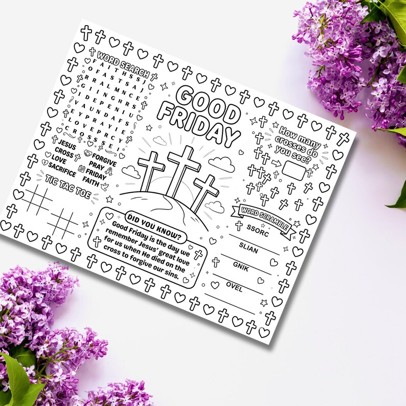 Good Friday Bible Activity Placemat Craft,lent Sunday School Jesus ...
