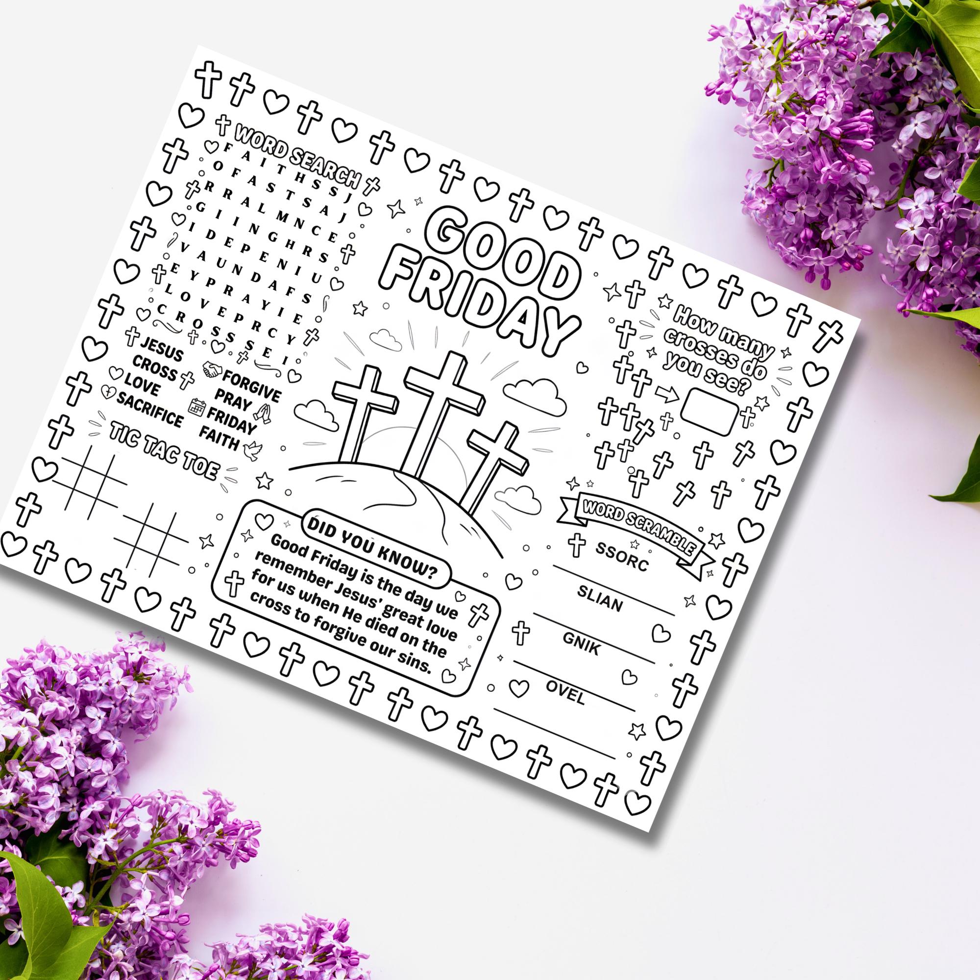 Good Friday Bible Activity Placemat Craft,lent Sunday School Jesus ...