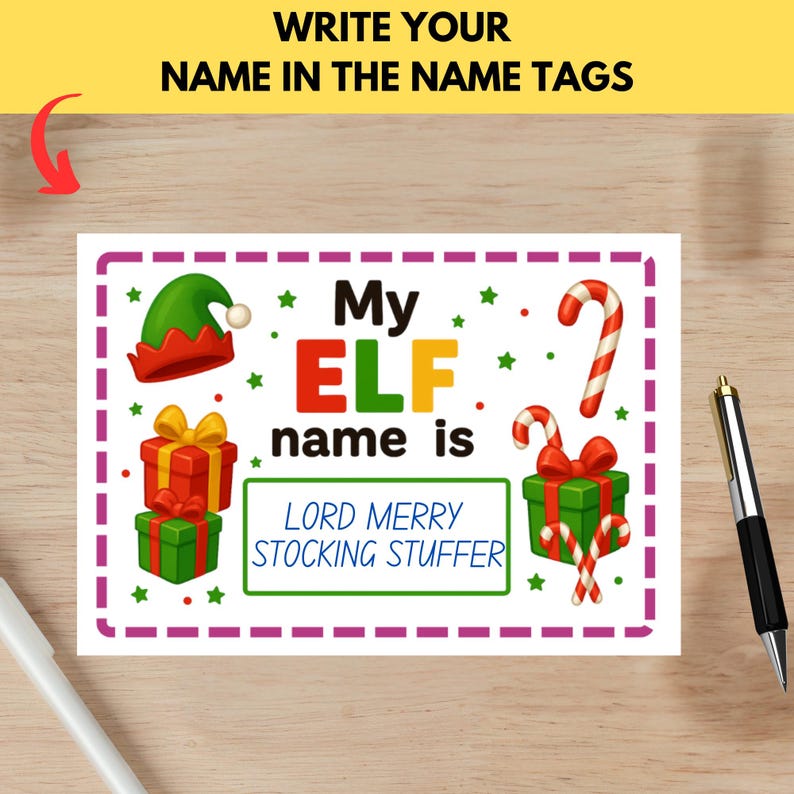 What's Your Elf Name Game With Name Tags & Sign,elf Name Generator ...
