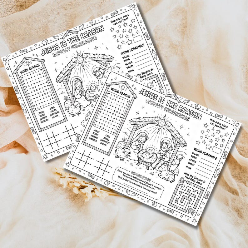 Jesus is the Reason Bible Story Activity Placemat Lesson,nativity ...