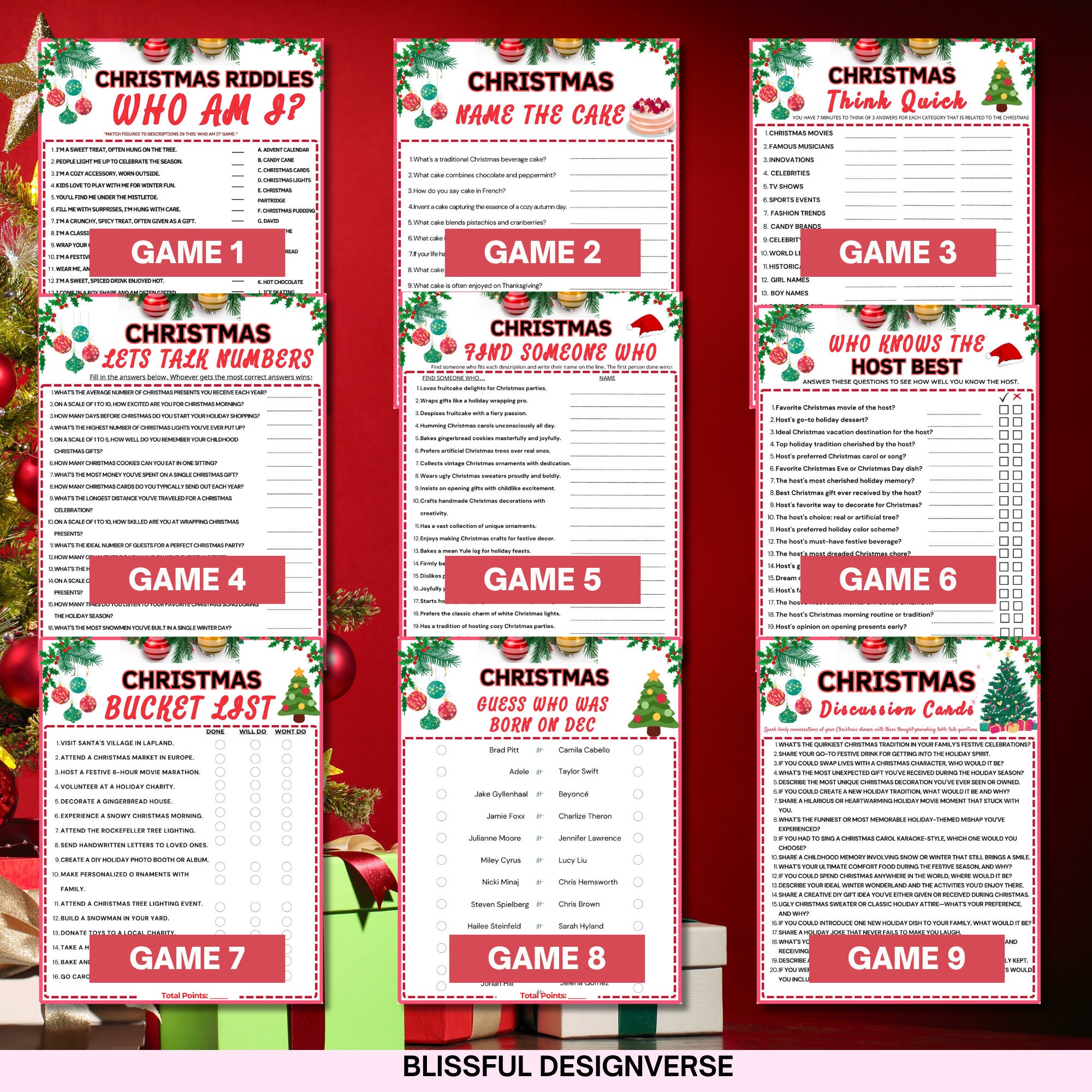 25 Christmas Party Printable Games Bundle|christmas Trivia+quiz for ...