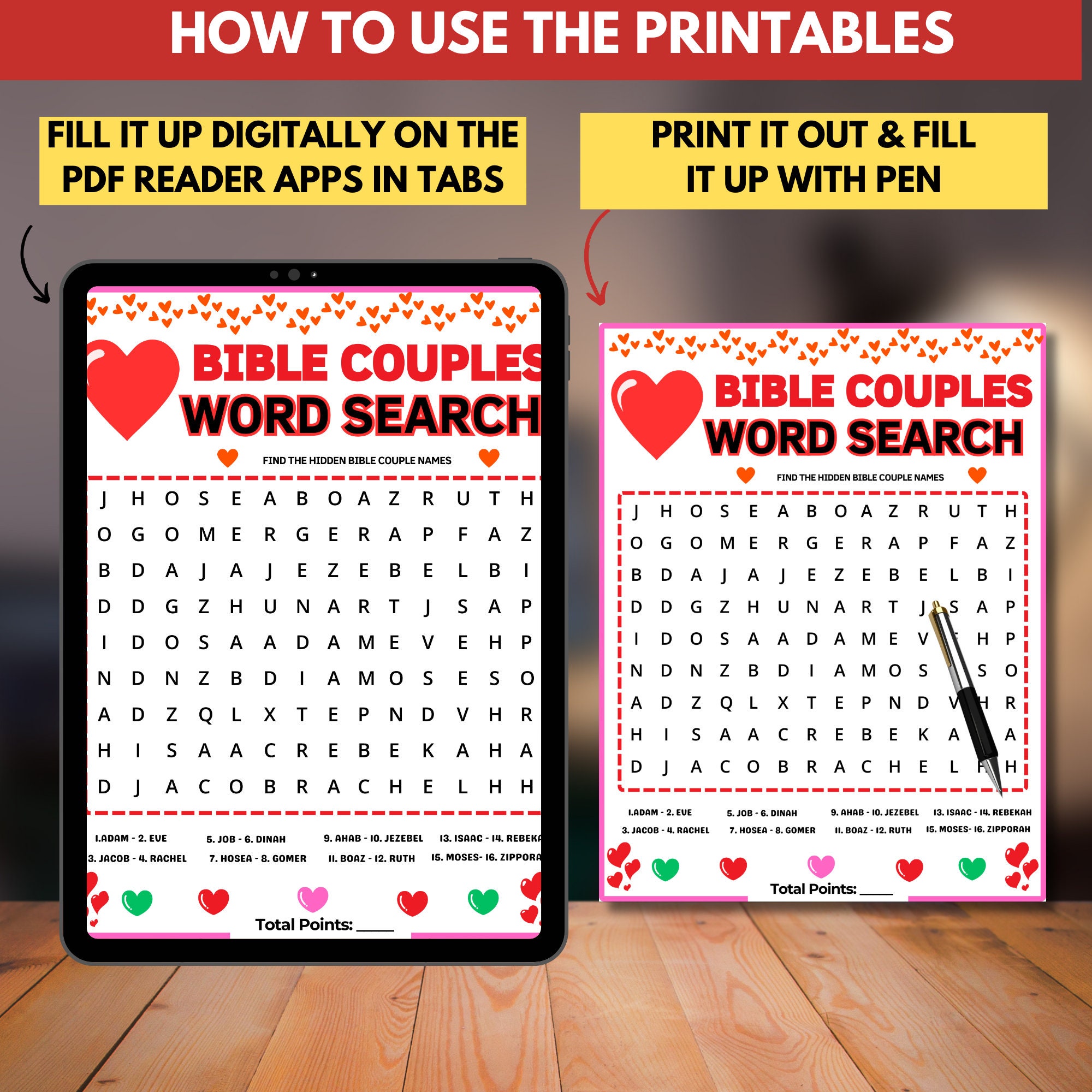 Bible Couples Word Search Printable|valentine's Day Party Game|sunday ...