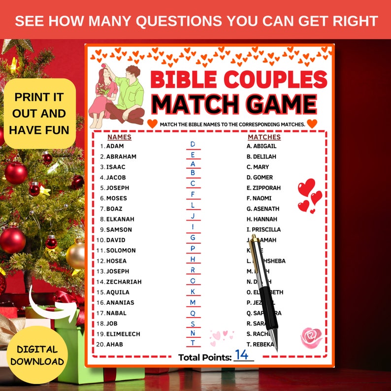 Bible Couples Match Trivia Game|christmas Party Activity|church Women ...