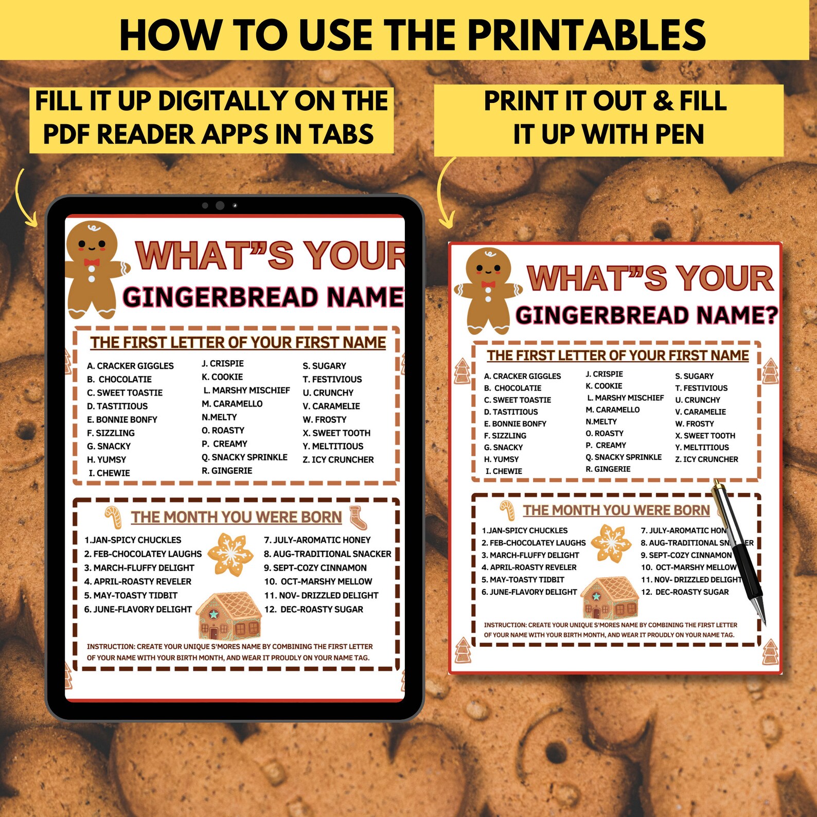 What's Your Gingerbread Name Game With Nametag & Sign|gingerbread ...