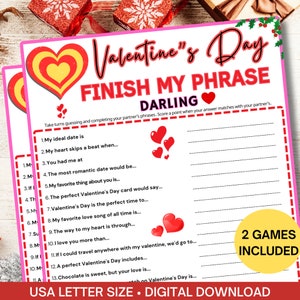 Valentine's Day Finish My Phrase Game|couple Valentines Party Printable ...