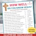 How Well Do You Know Jesus Game|christmas Bible Study Activity|church ...